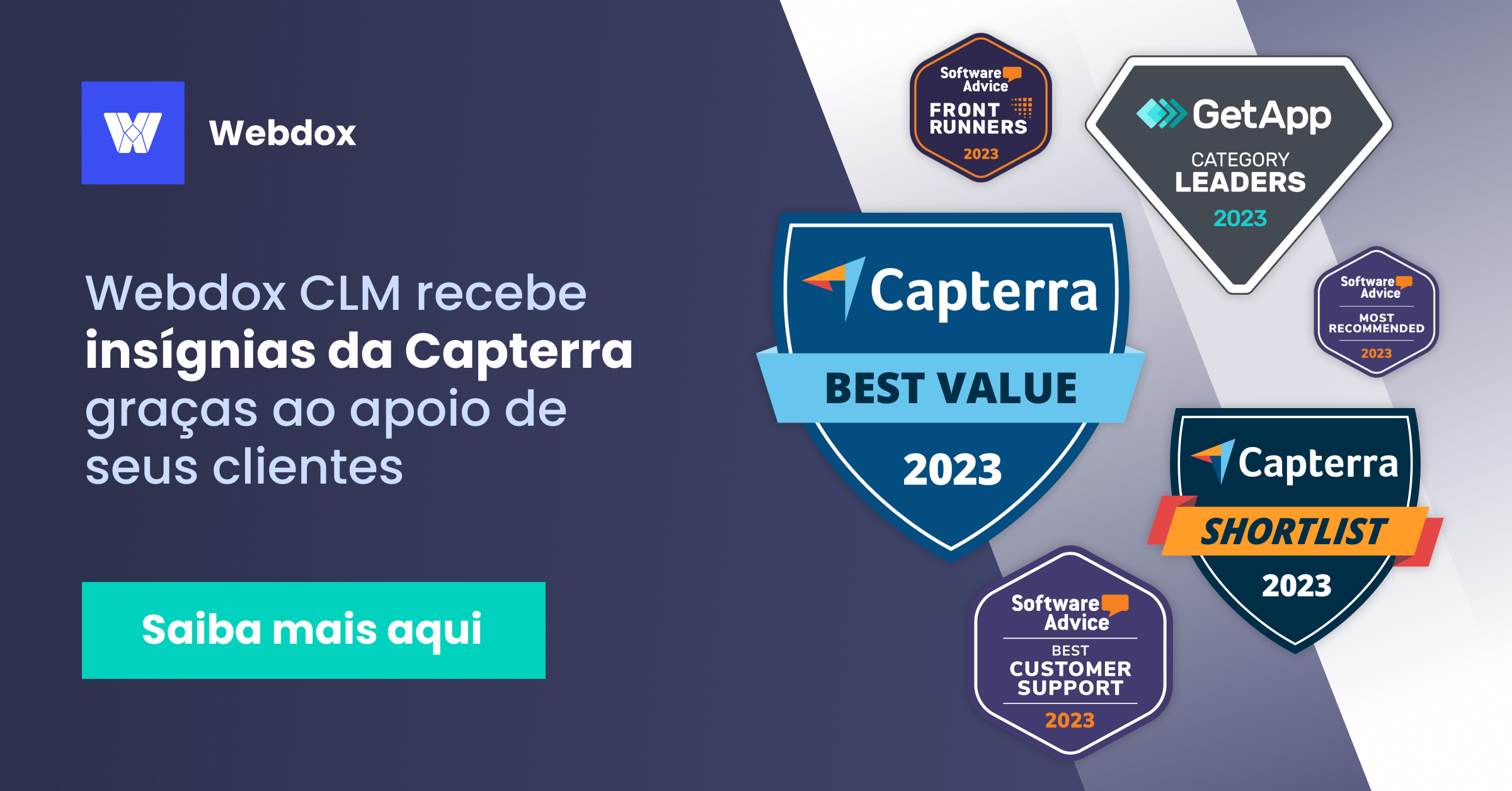 Webdox CLM recebe insígnias da Capterra, Software Advice e Getapp